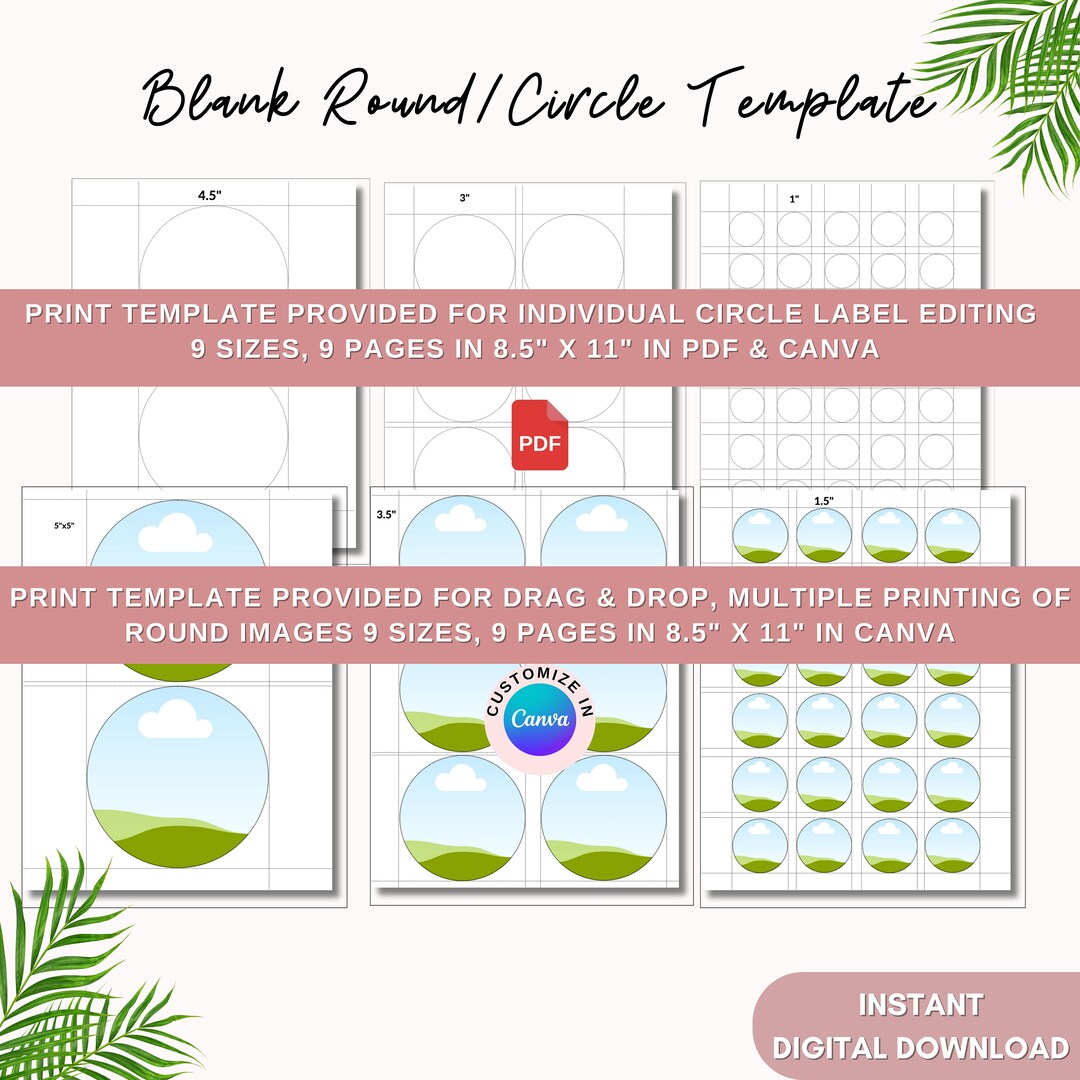 Round Labels Template Bundle in 9 Sizes, Multipurpose Practical Circle ...