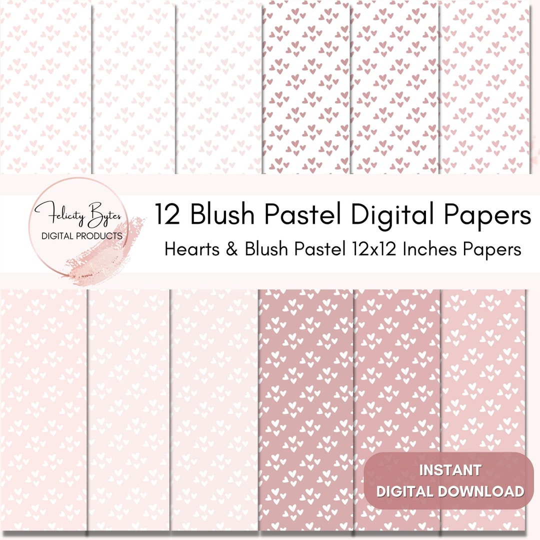 Printable Seamless Digital Paper Bundle in Hearts Pattern for ...