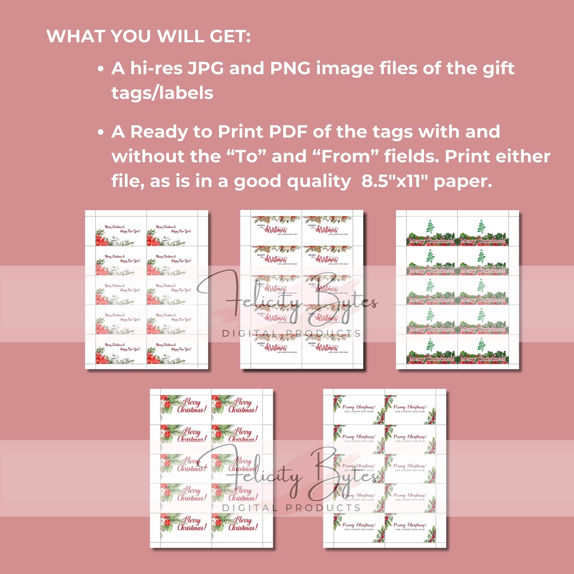 Printable Christmas Gift Tags in Pdf, Png & Jpg, Instant Download Party ...