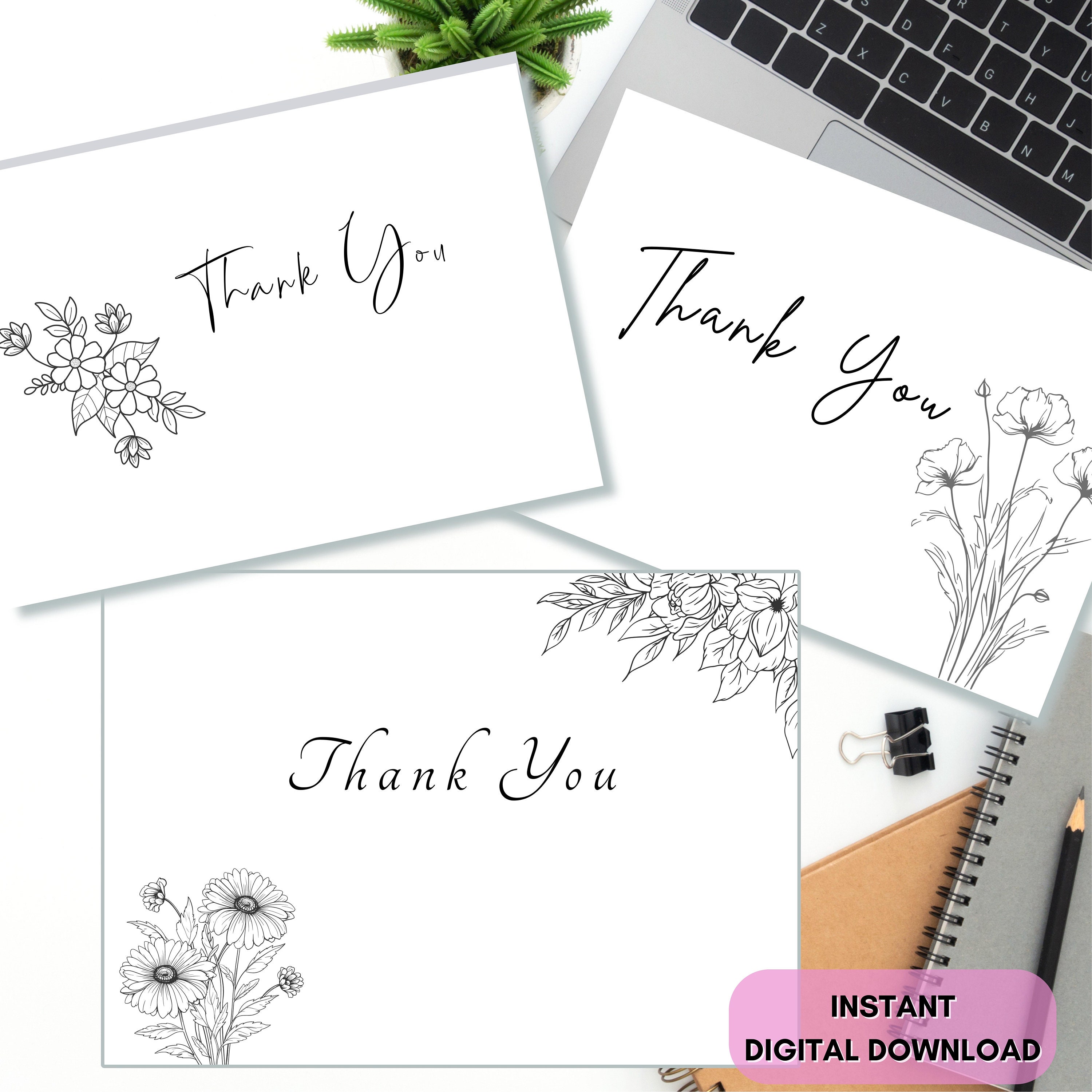 Thank You Cards Printable Minimalist Card Thanks for Gifts - Etsy