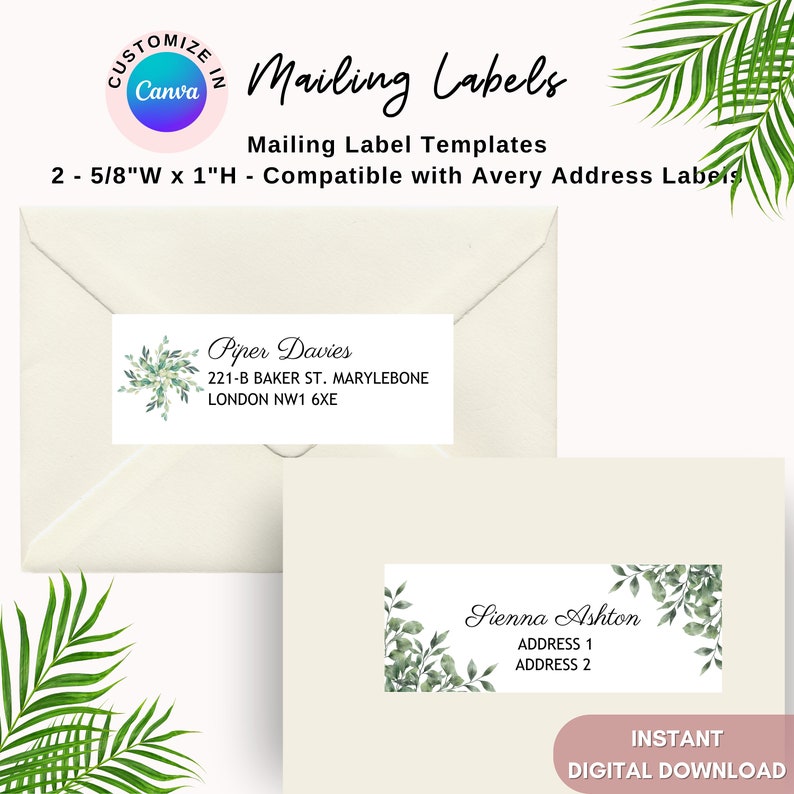 Editable Address and Return Label Canva Template, Compatible With Avery ...