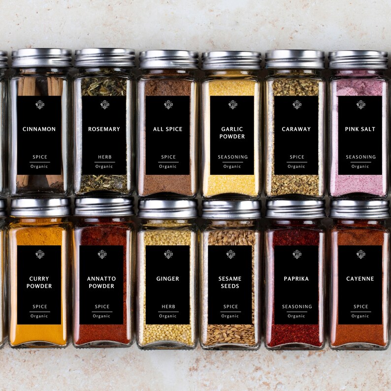 Printable Spice Jar Labels in PDF, Modern Minimalist Spice Labels, Print and Cut, 38 Spice Jar ...