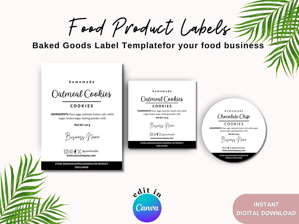 Home Baked Goods Label Template, Minimalist Practical Editable Labels ...