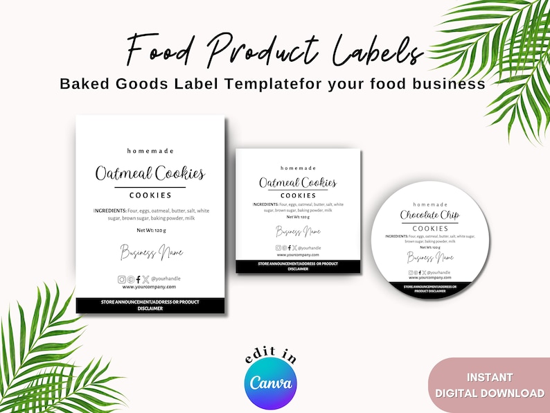 Home Baked Goods Label Template, Minimalist Practical Editable Labels ...