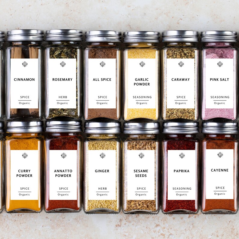 Printable Spice Jar Labels in PDF, Modern Minimalist Spice Labels ...