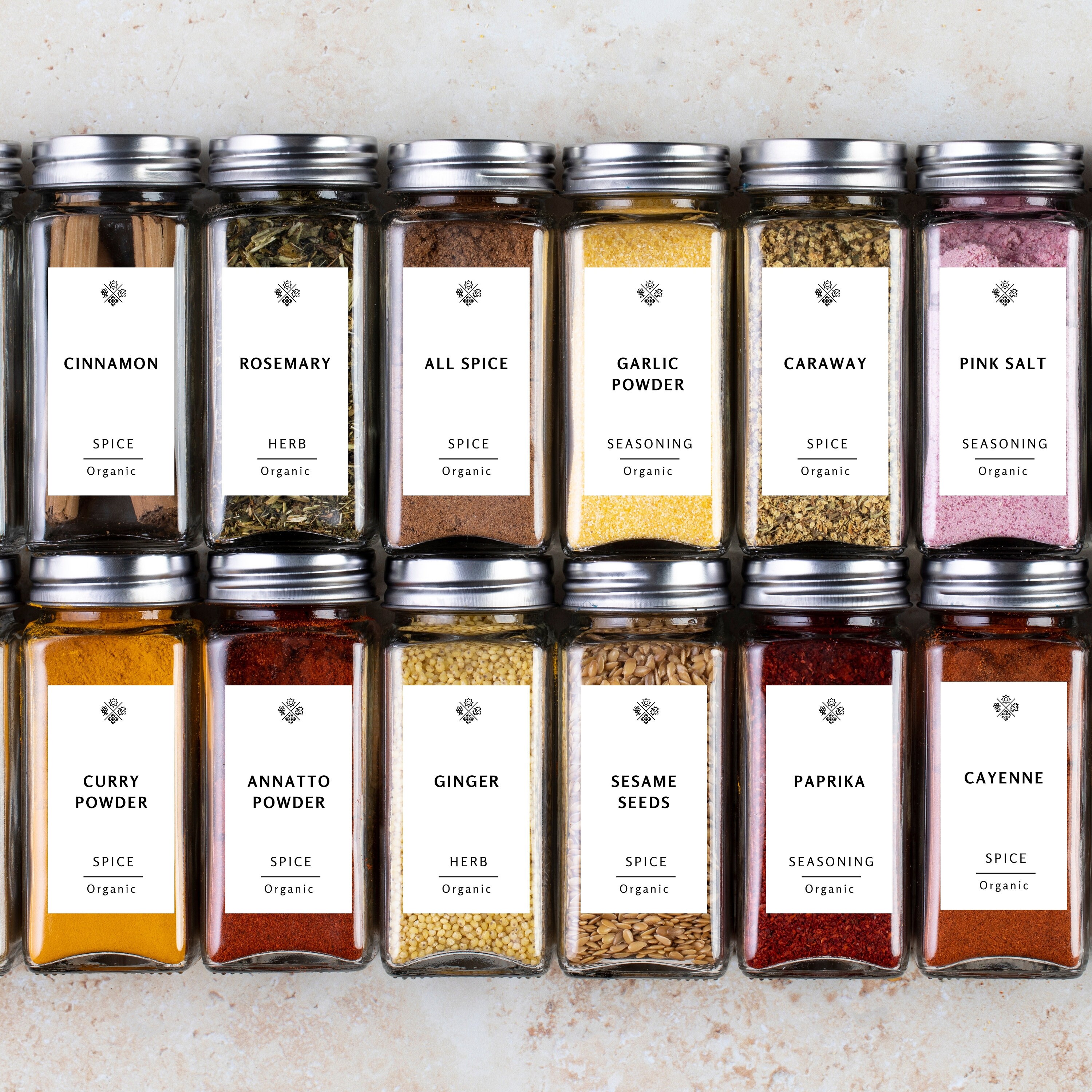 Printable Spice Jar Labels in PDF, Modern Minimalist Spice Labels ...