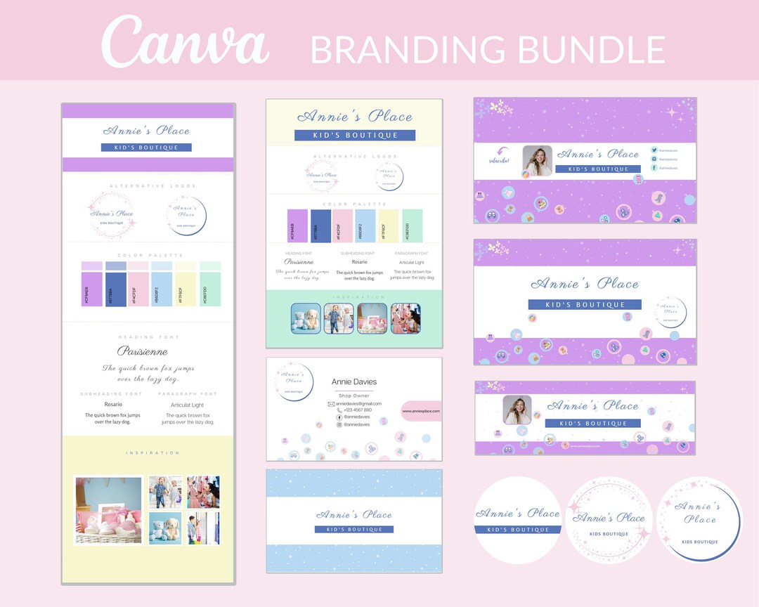 Canva Branding Kit Template, Pastel Theme for Kids Shops, Bakeries ...