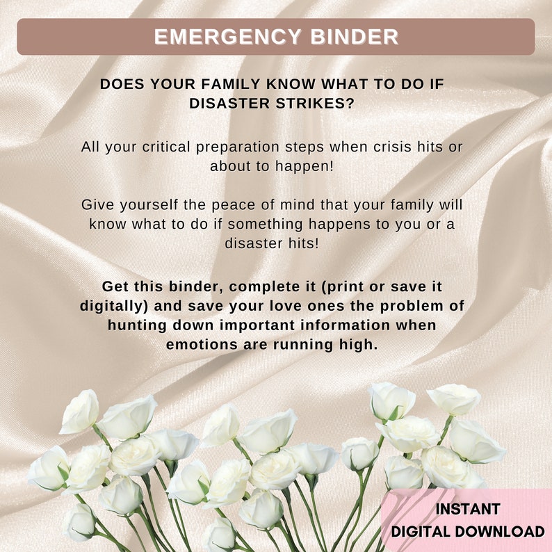 What If Planner, Printable and Fillable Emergency Binder in PDF ...
