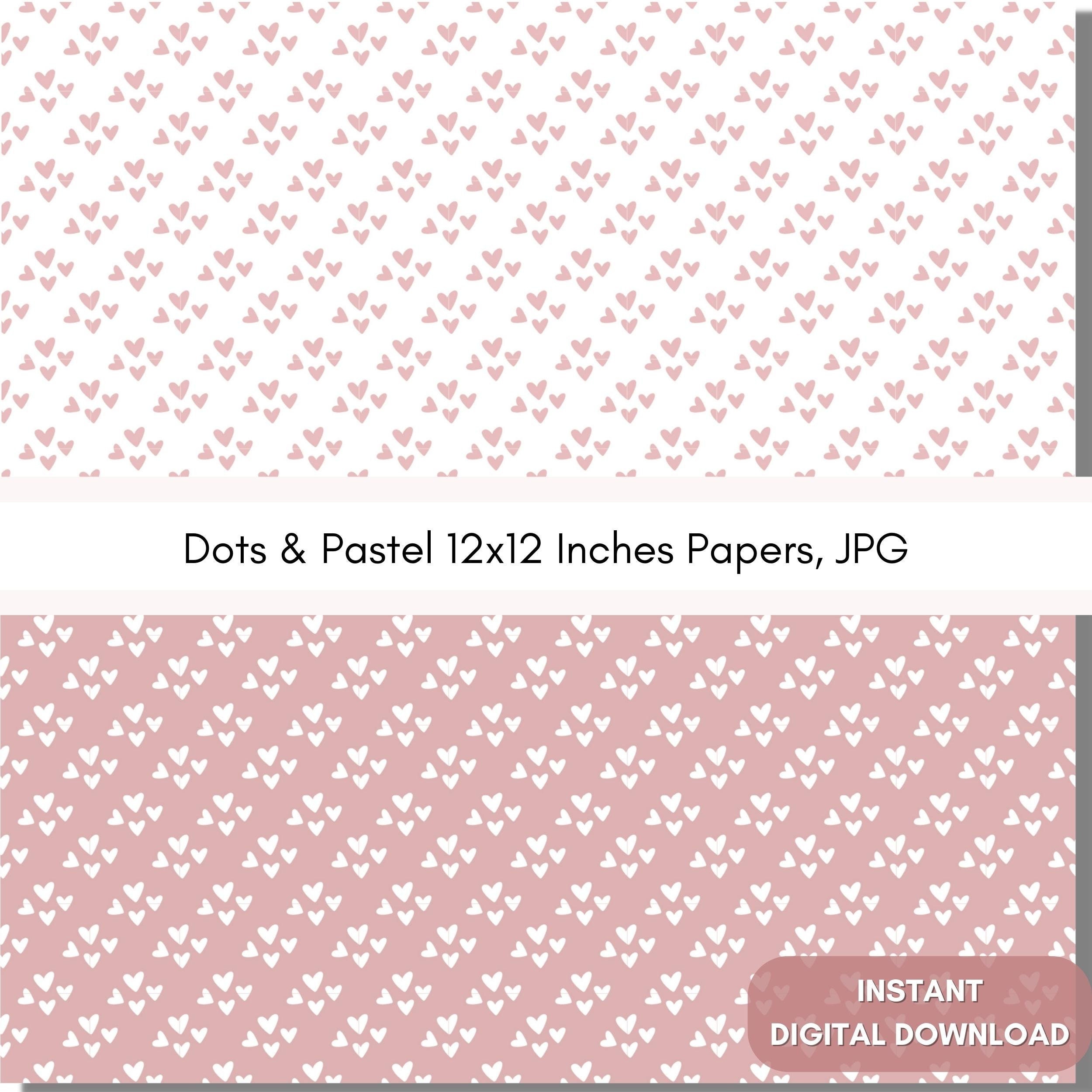 Printable Seamless Digital Paper Bundle in Hearts Pattern for - Etsy