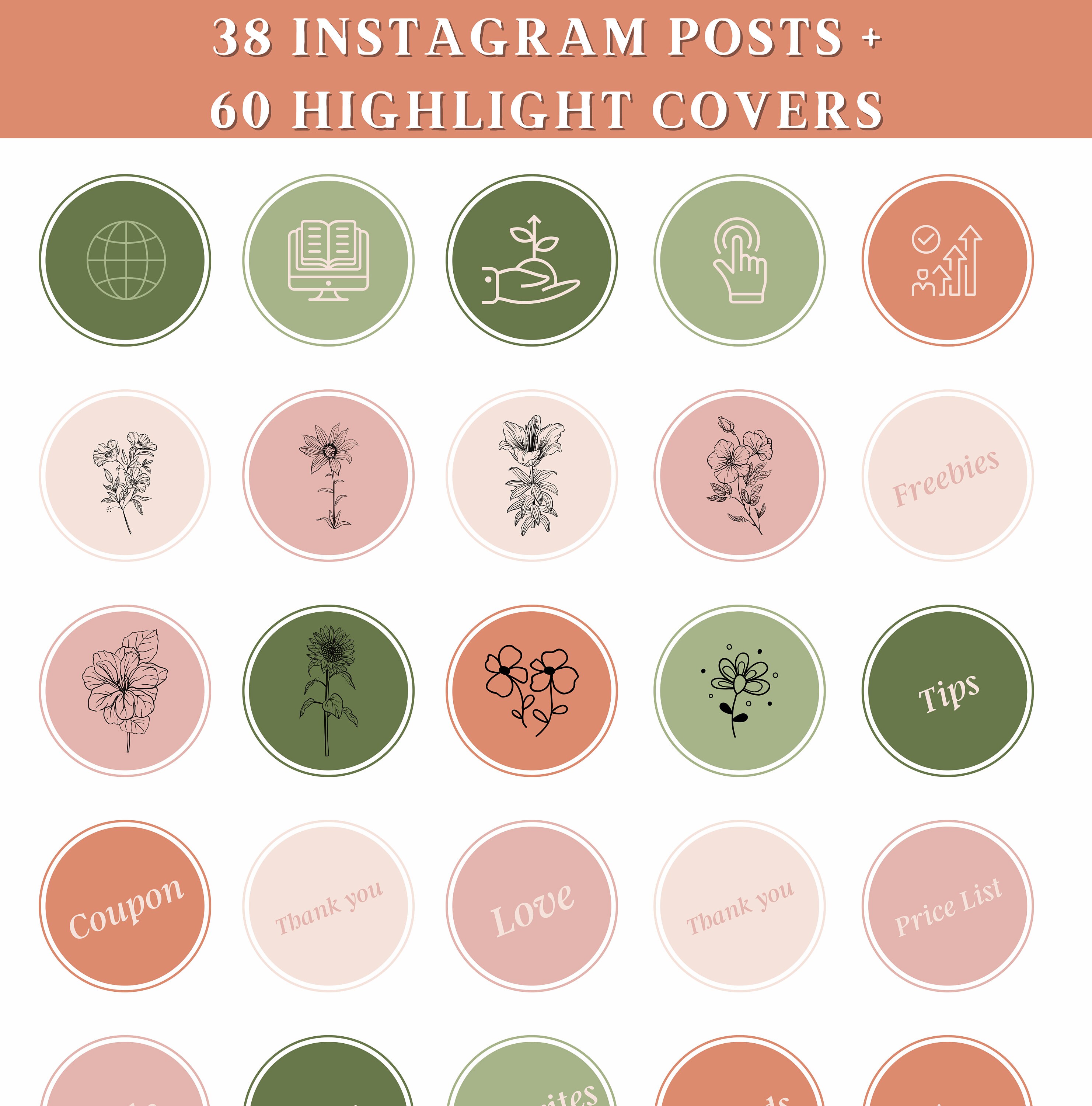 Editable Instagram Post Template and Highlight Cover Bundle, Flowershop ...