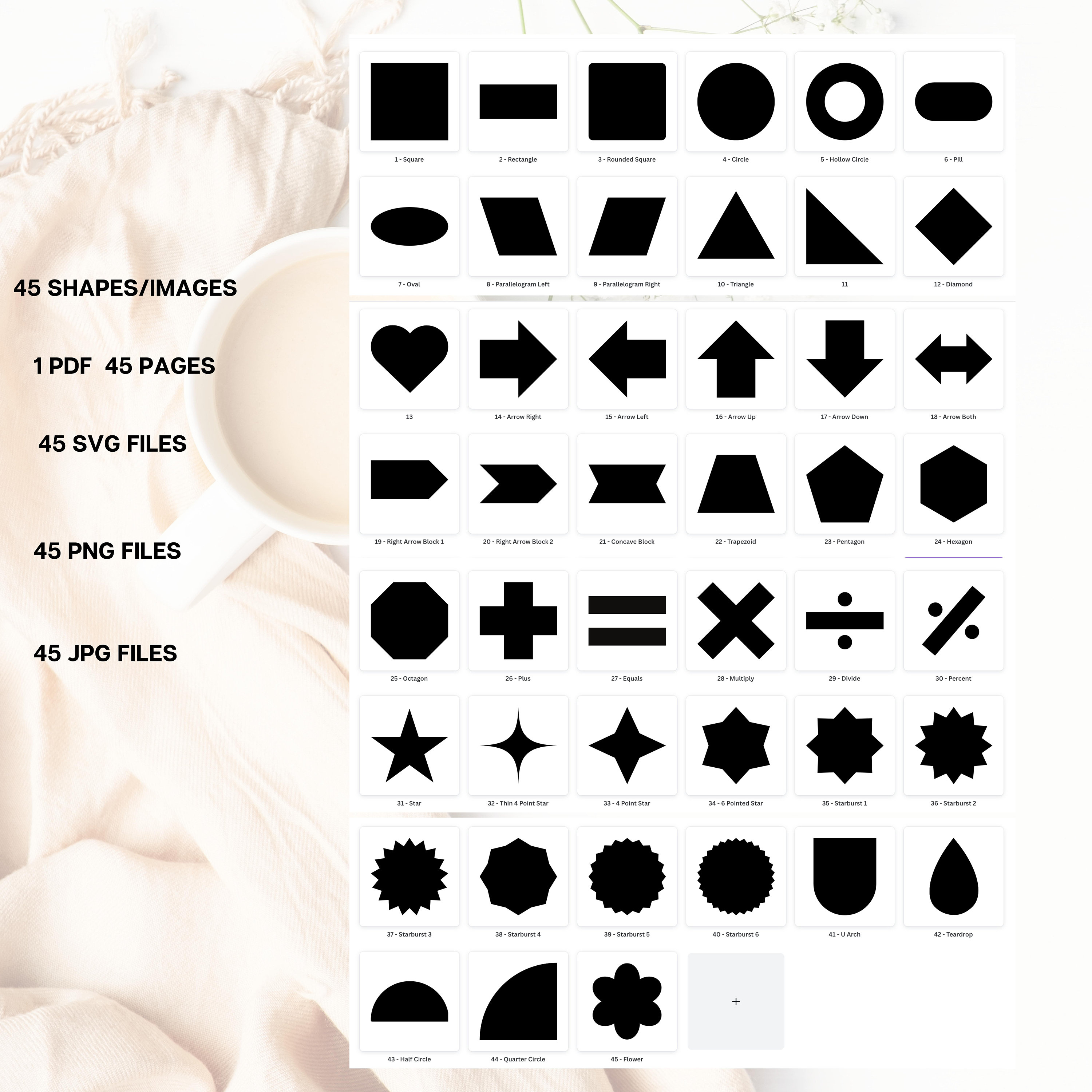 Basic Geometric Shapes Bundle, Svg, Pdf, Png & Jpg | Personal and Commercial Use - Etsy