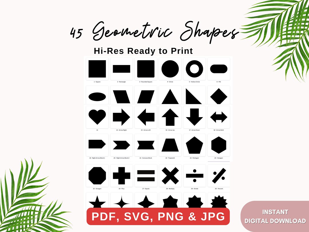 Basic Geometric Shapes Bundle, Svg, Pdf, Png & Jpg | Personal and Commercial Use - Etsy
