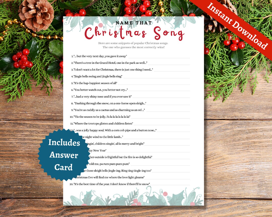 Name That Christmas Song, Christmas Songs Game, Holiday Party Game ...