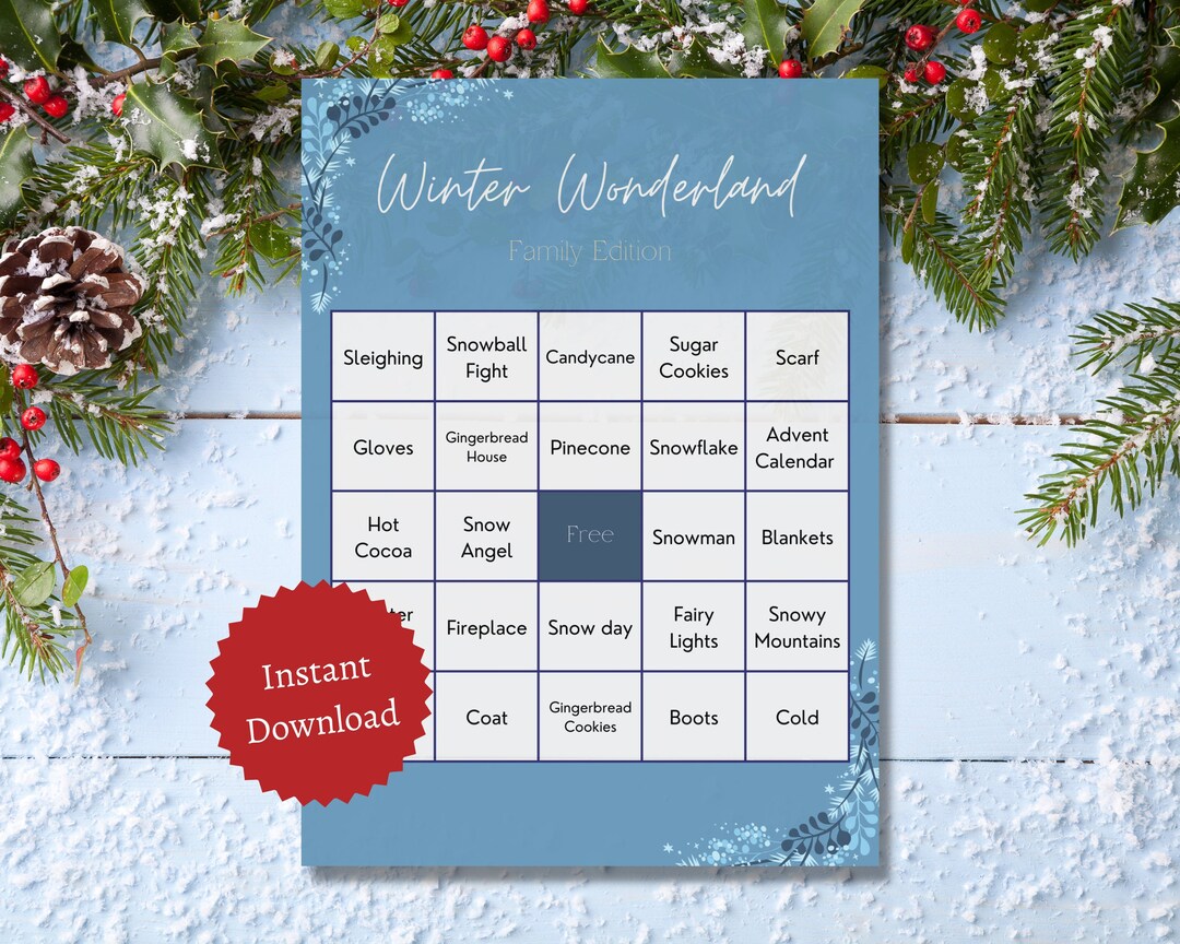 Winter Wonderland Bingo, Cute Winter Games, Printable Seasonal Games ...