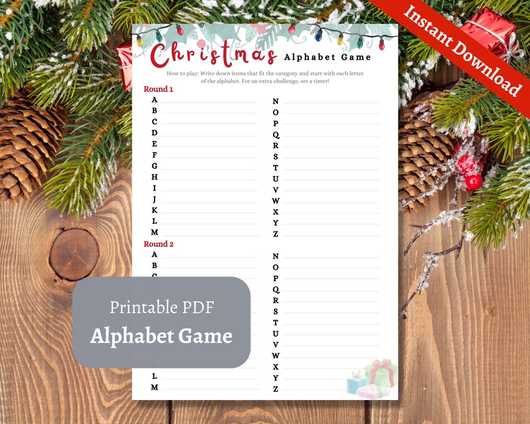 Christmas Alphabet Game, Christmas Game, Holiday Party Game, Christmas ...