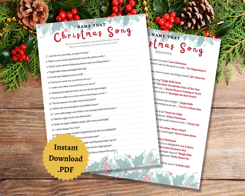 Name That Christmas Song, Christmas Songs Game, Holiday Party Game ...