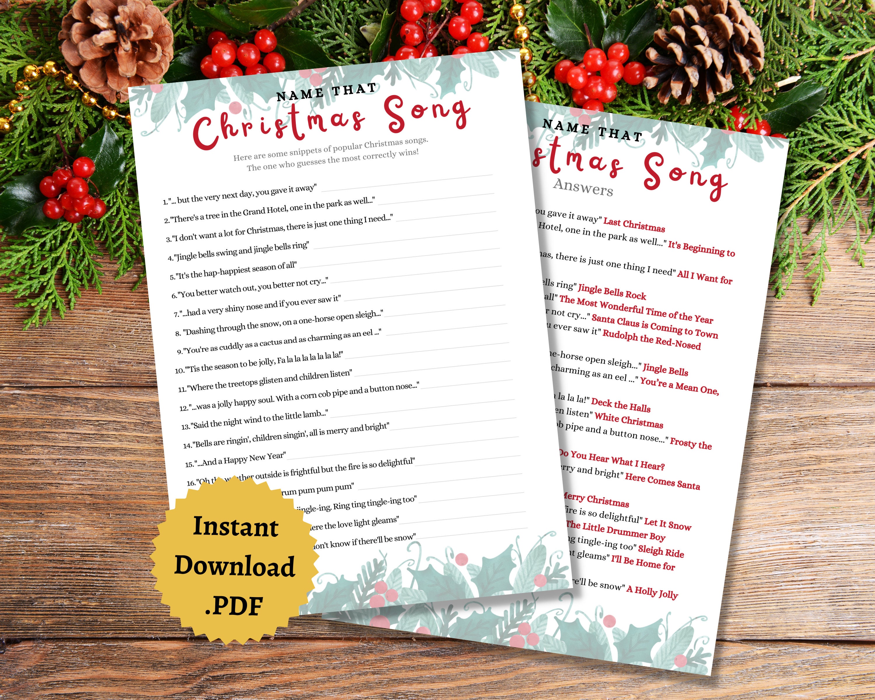 Name That Christmas Song, Christmas Songs Game, Holiday Party Game ...