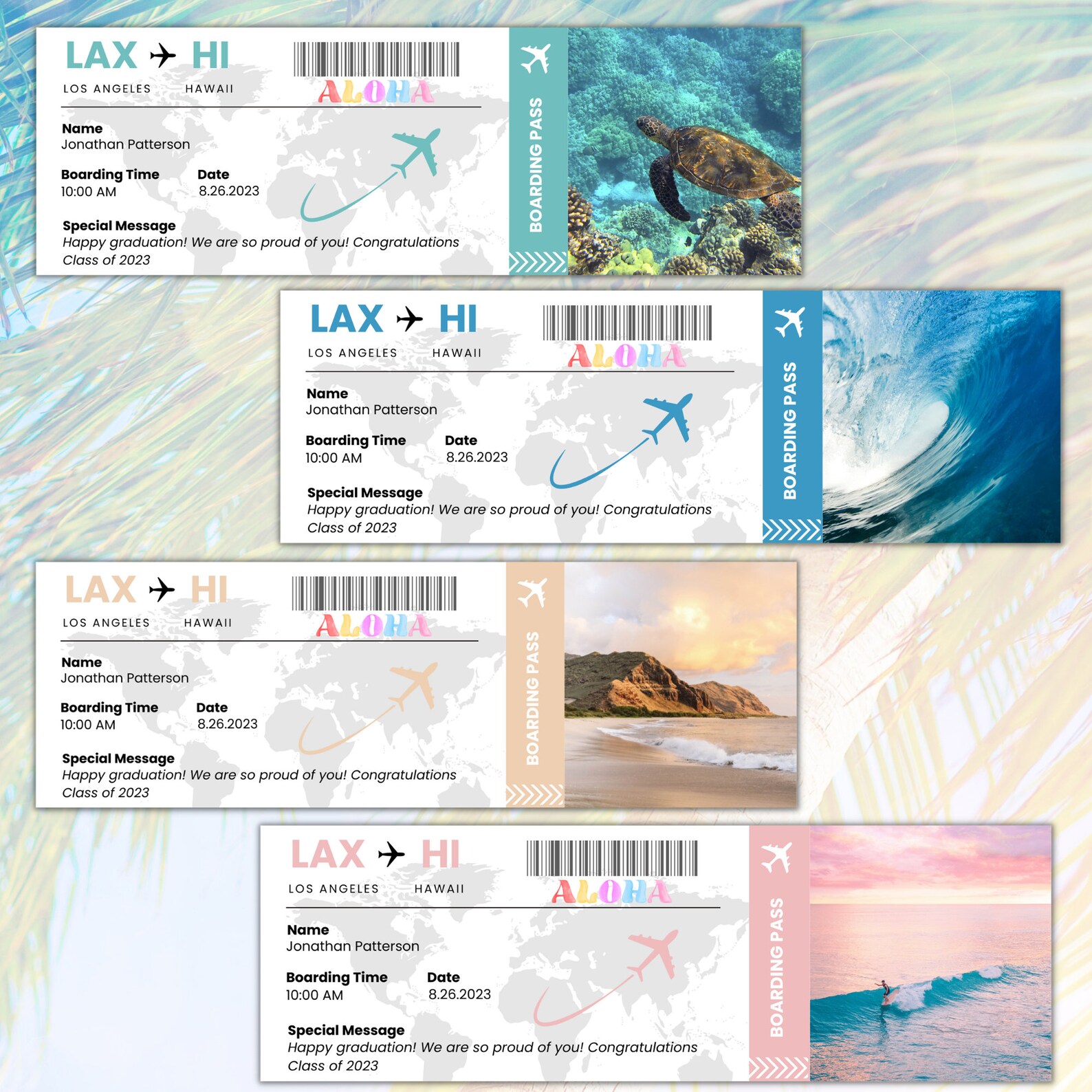 Editable Hawaii Boarding Pass Template Printable Airline - Etsy
