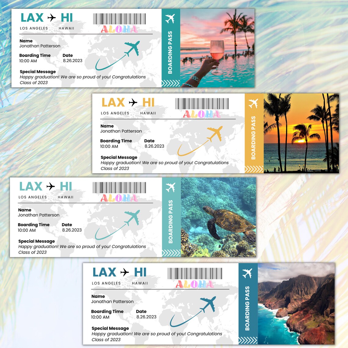 Editable Hawaii Boarding Pass Template Printable Airline - Etsy