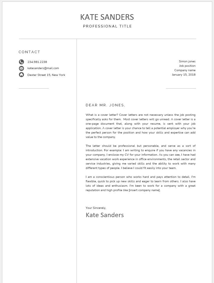 CV Template Full Package Two Page Resume Matching Cover - Etsy