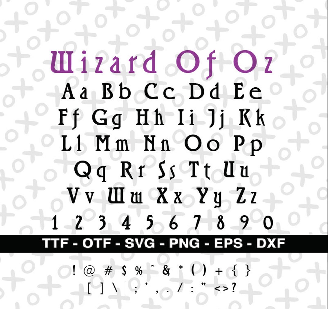 Wizard of Oz Font Svg, TTF, Png Alphabet Letter, Number, Dots, Cricut ...