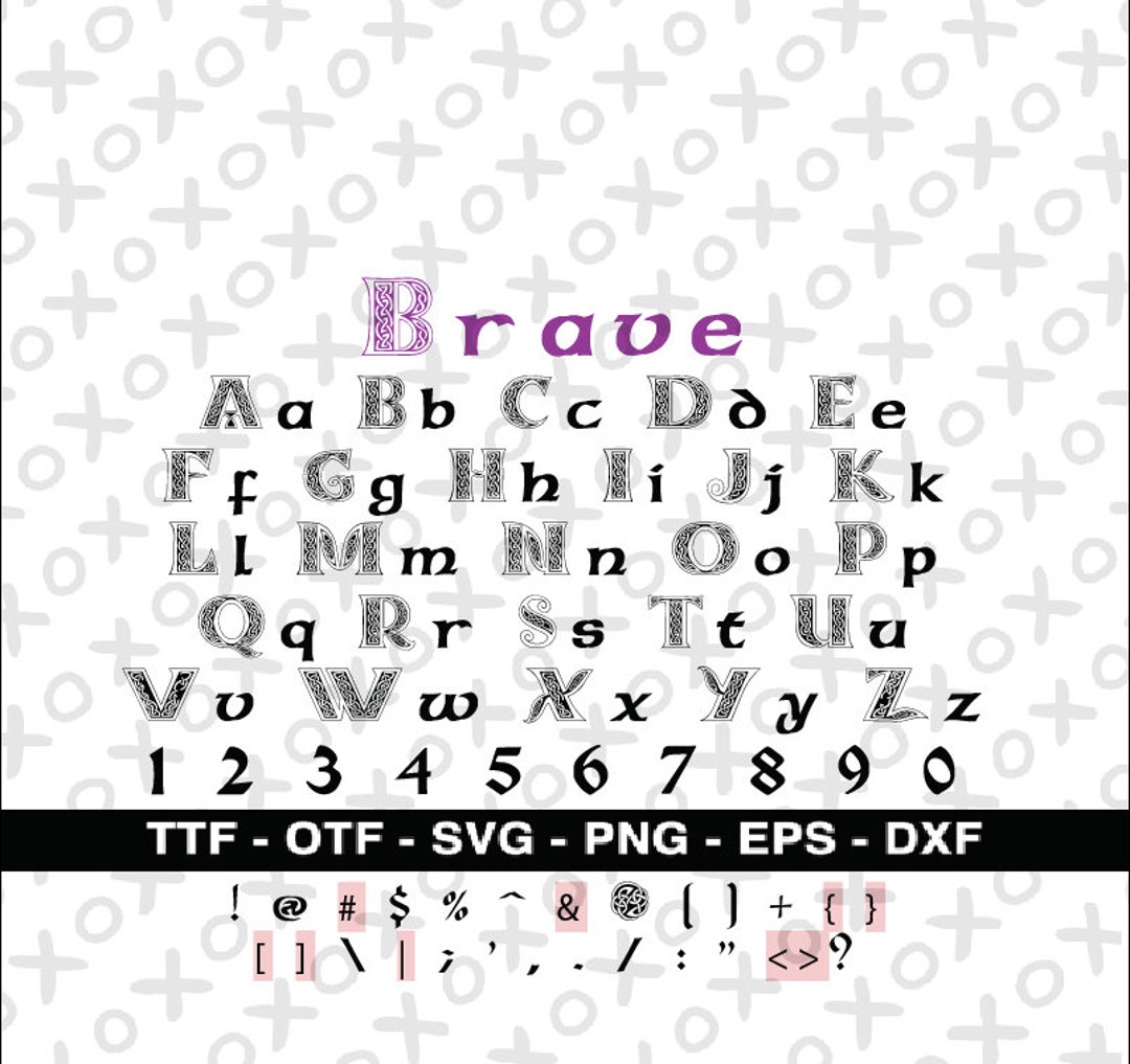 Brave Font, Brave Font Svg, Brave Font TTF, Png Alphabet Letter, Number ...