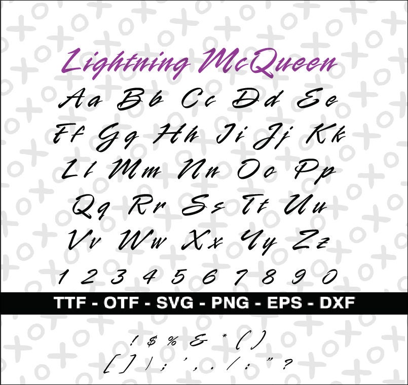 Lightening Mcqueen Font Svg TTF Png Alphabet Letter Number - Etsy