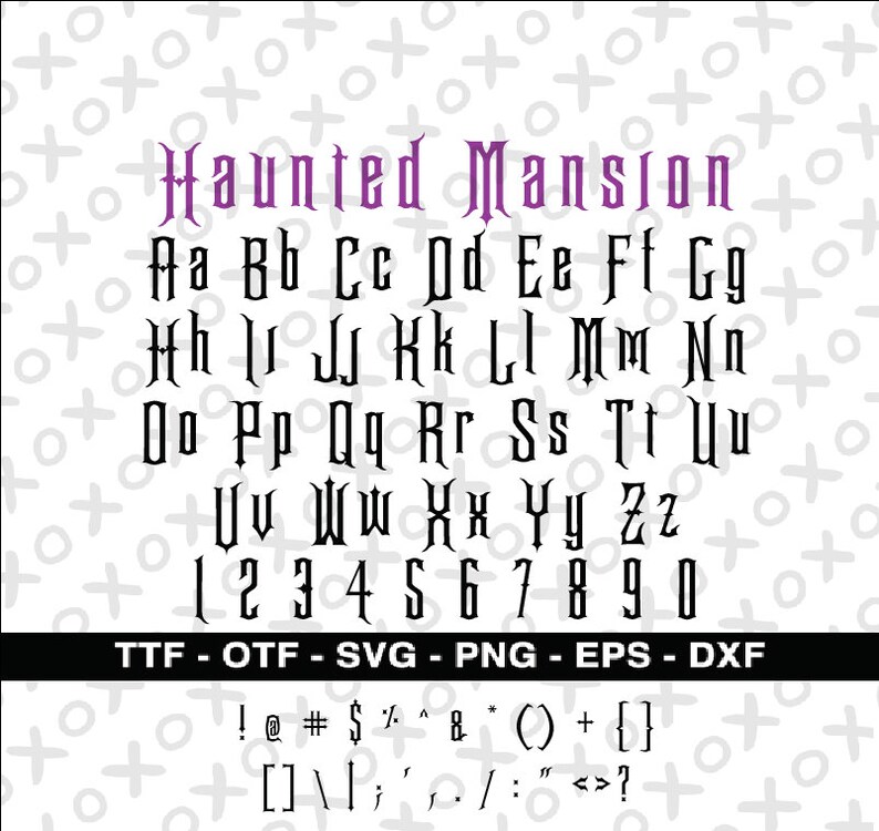 Haunted Mansion Font Svg, TTF, Png Alphabet Letter, Number, Dots ...