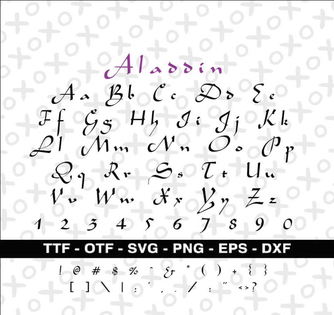 Aladdin Font SVG TTF Png Alphabet Letter Number Dots - Etsy Canada