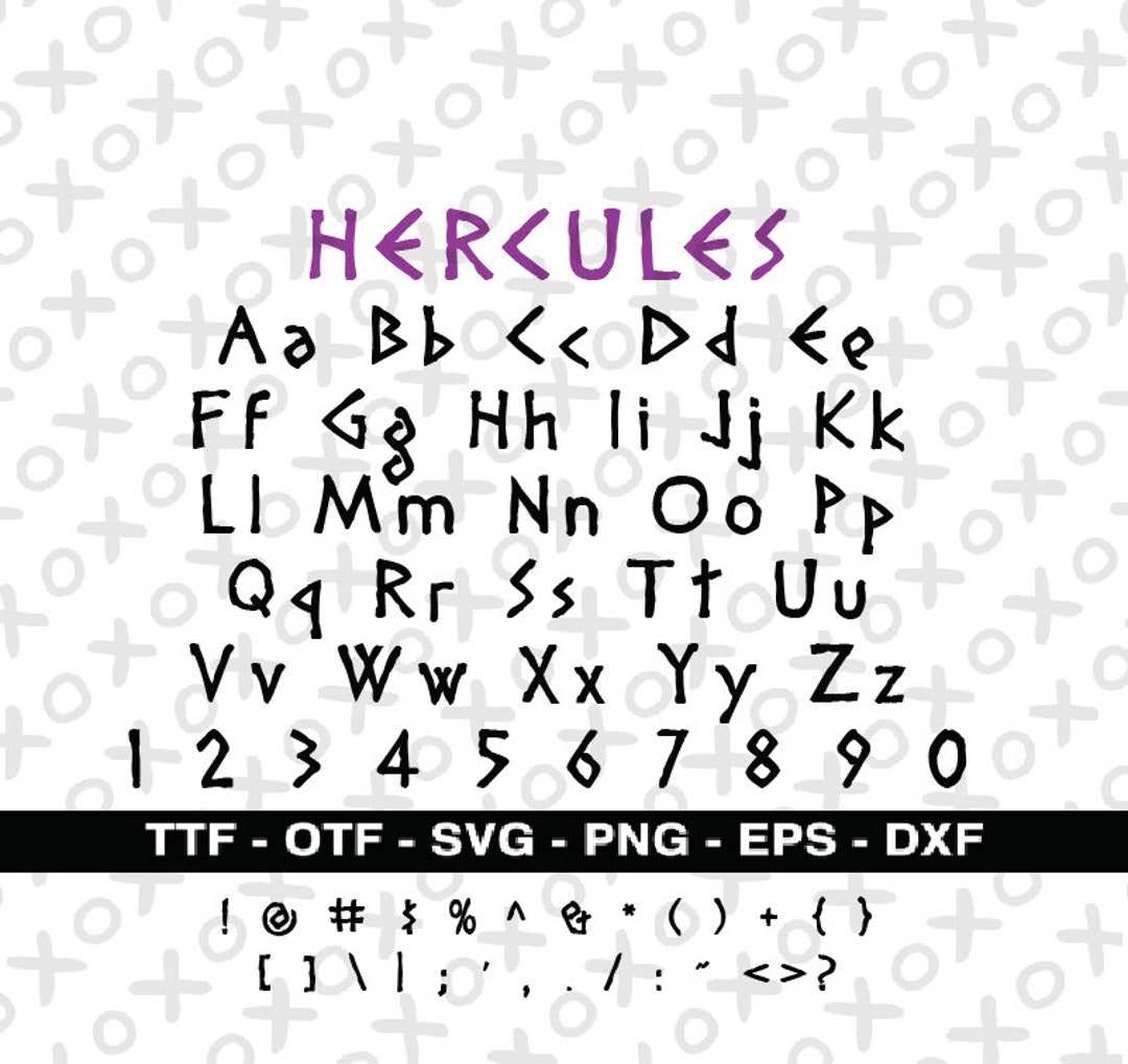 Hercules Font Svg, TTF, Png Alphabet Letter, Number, Dots, Cricut ...