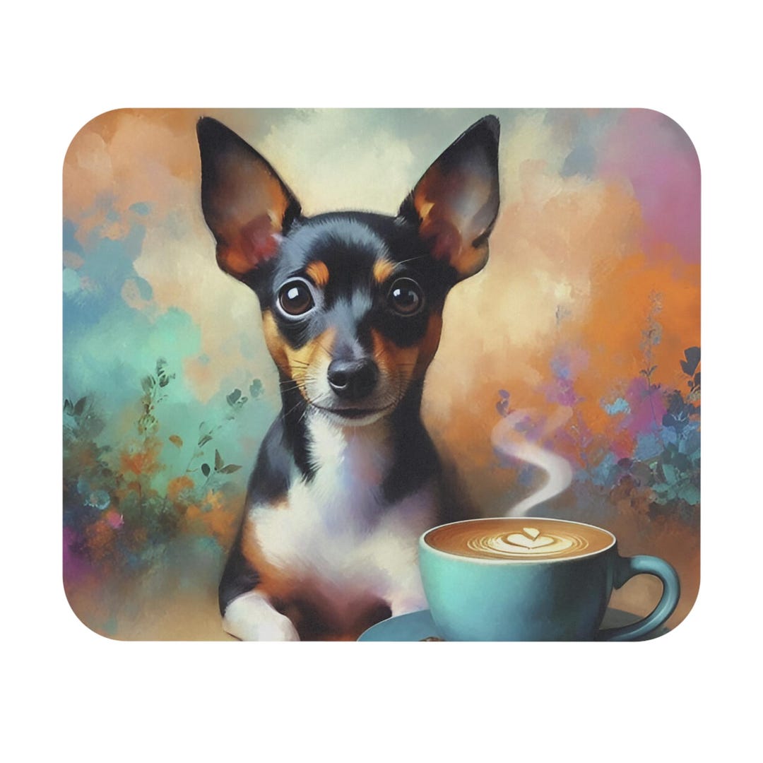 Toy Fox Terrier Roast, Toy Fox/ Rat Terrier Drinking Coffee Mouse Pad ...