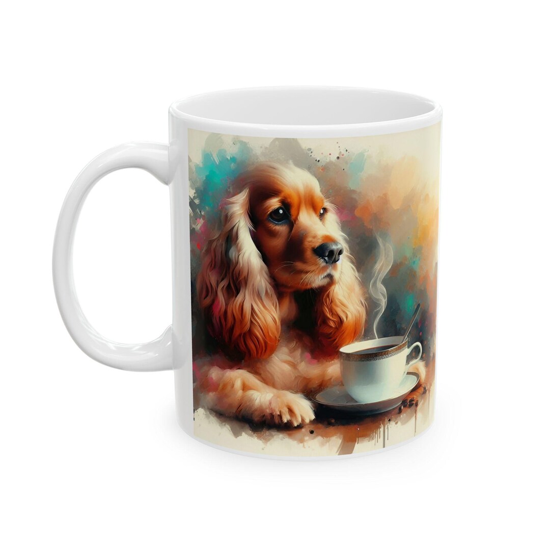 Cocker Spaniel Cozy; Cocker Spaniel Drinking Coffee 11 or 15oz Mug - Etsy