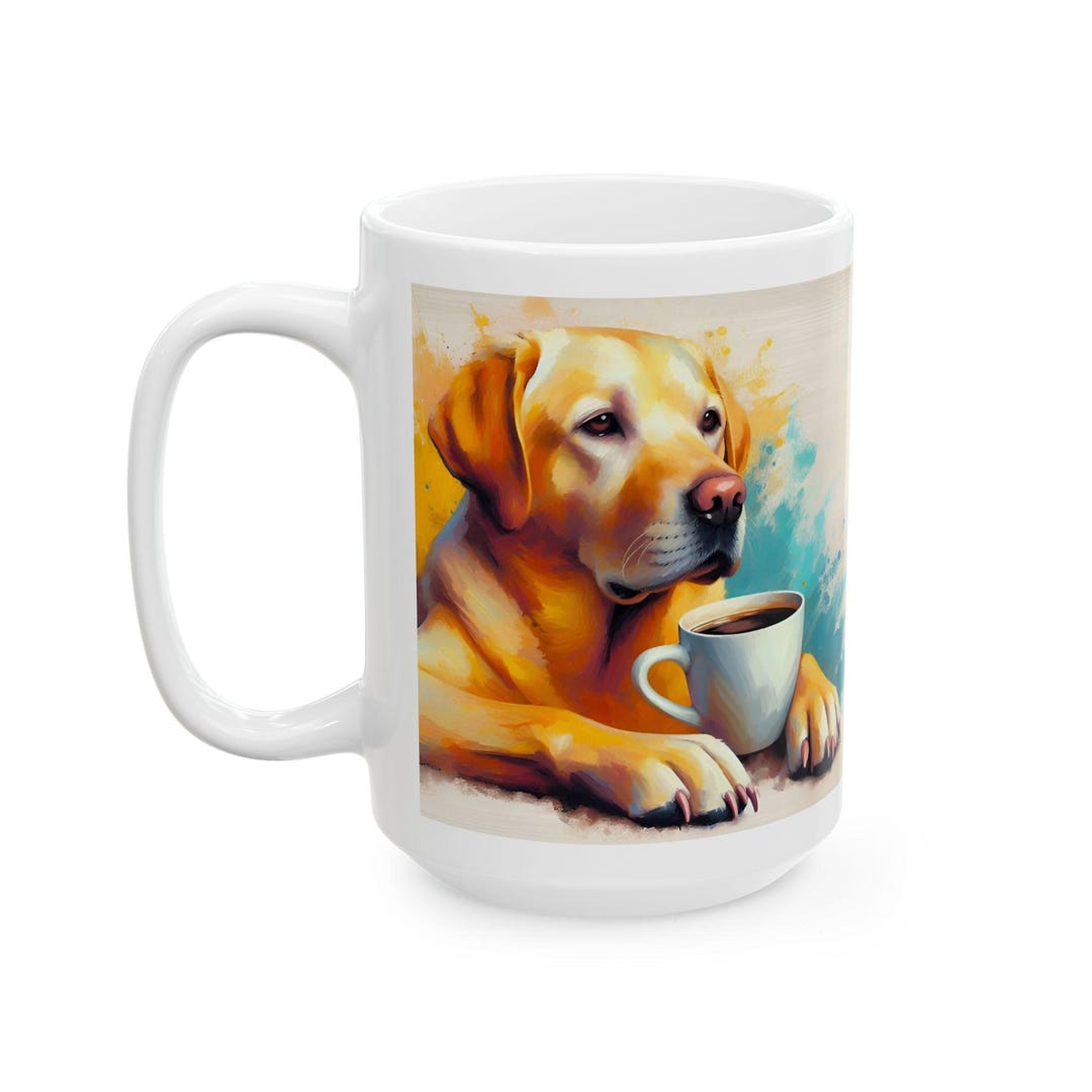 Labrador Latte, Yellow Labrador Retriever Drinking Coffee 11 or 15oz ...