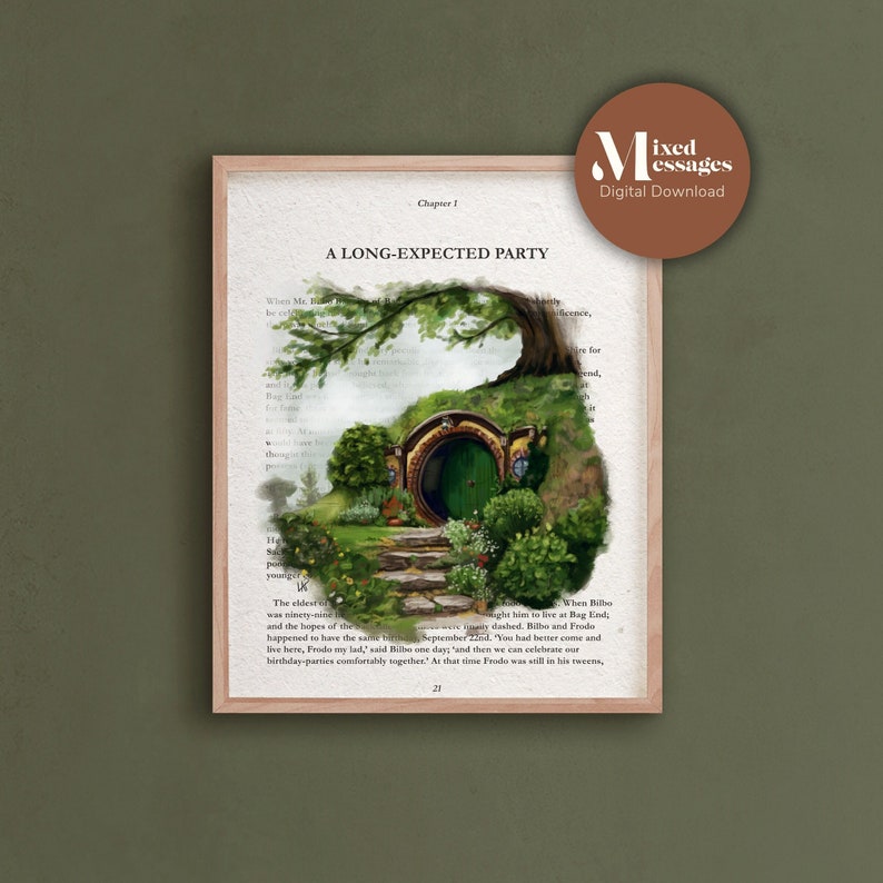 Hobbit Hole Book Page Art | Vintage Style Book Page | Nursery Page ...