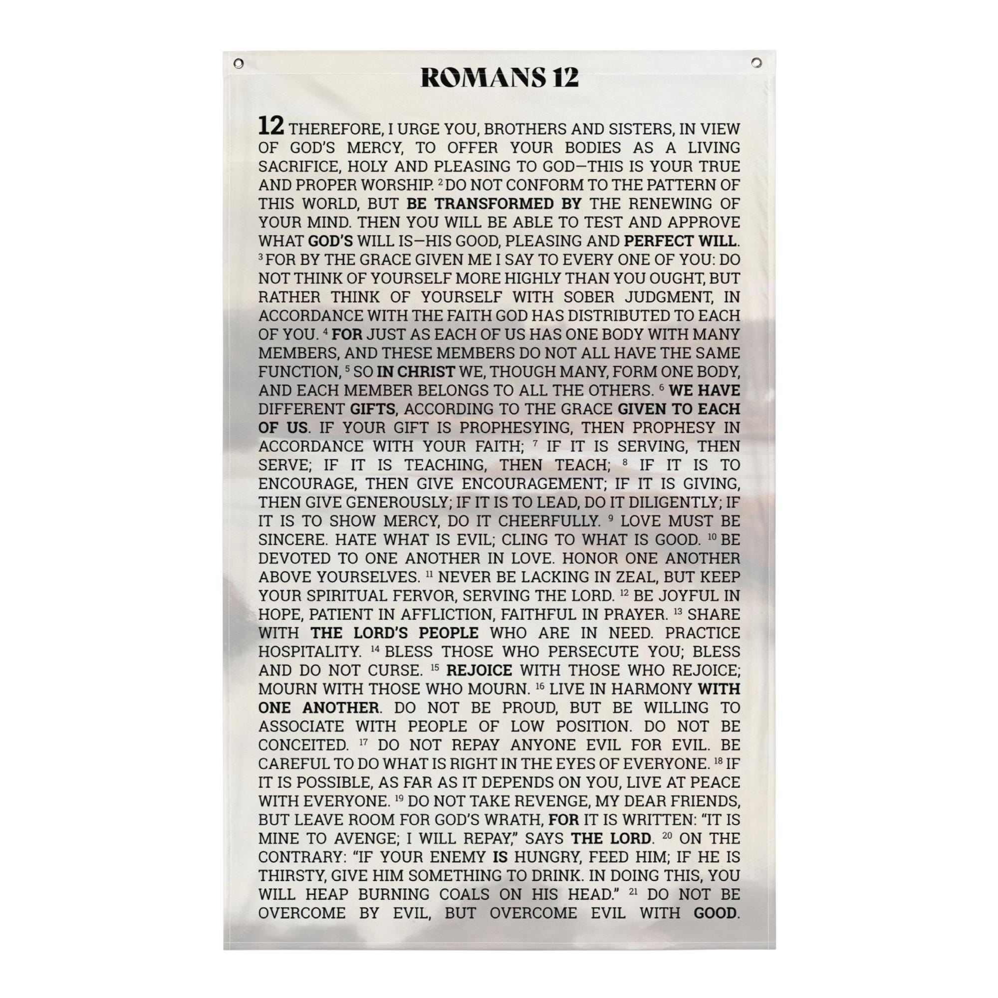 Romans 12 Typography Art Banner Bible Verse Wall Hanging New Testament ...