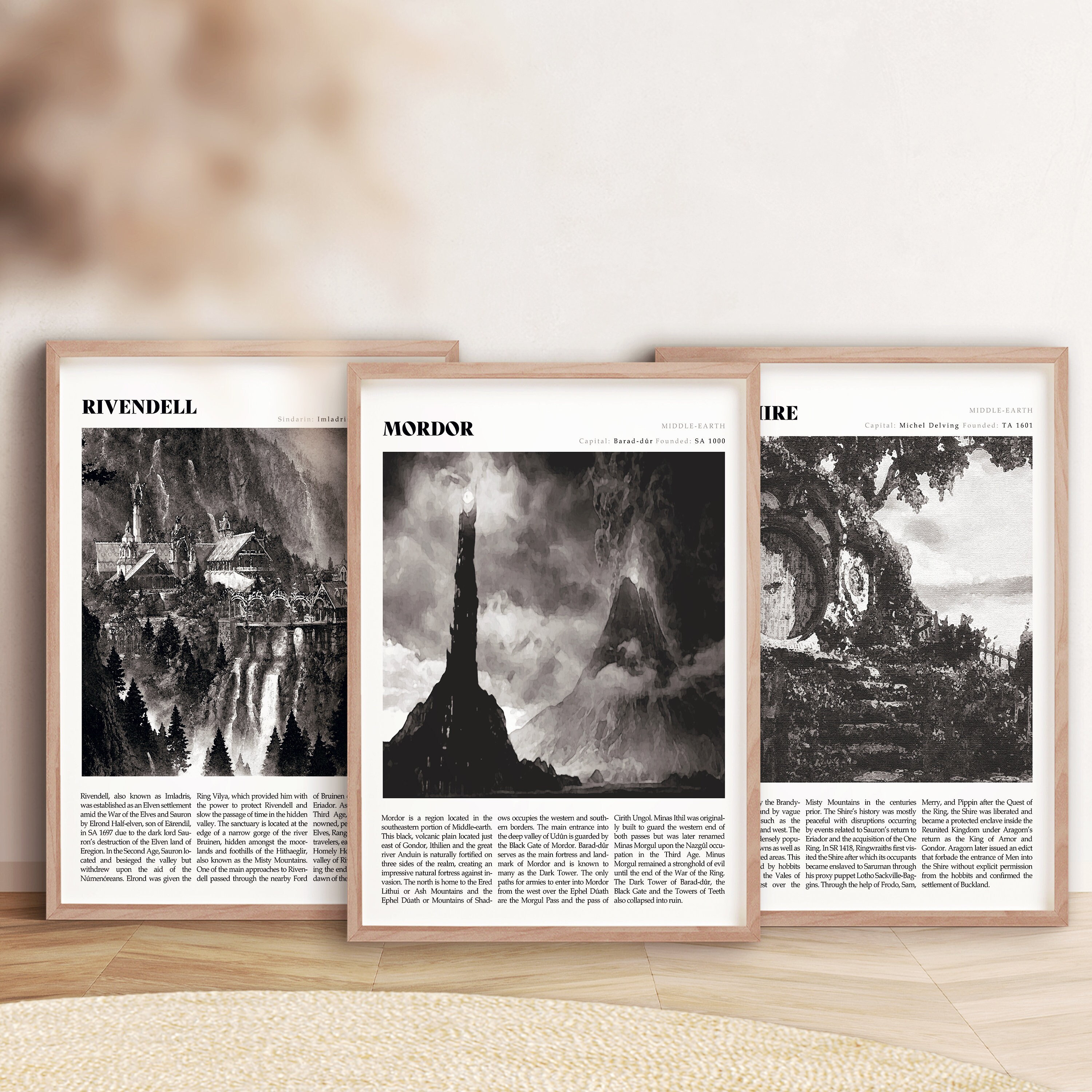 Lord of the Rings Poster Set | LOTR Art | Modern LOTR Prints | Middle ...