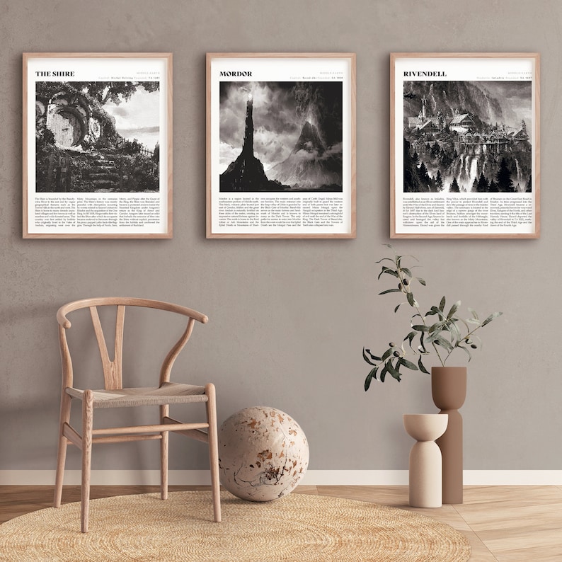 Lord of the Rings Poster Set | LOTR Art | Modern LOTR Prints | Middle ...