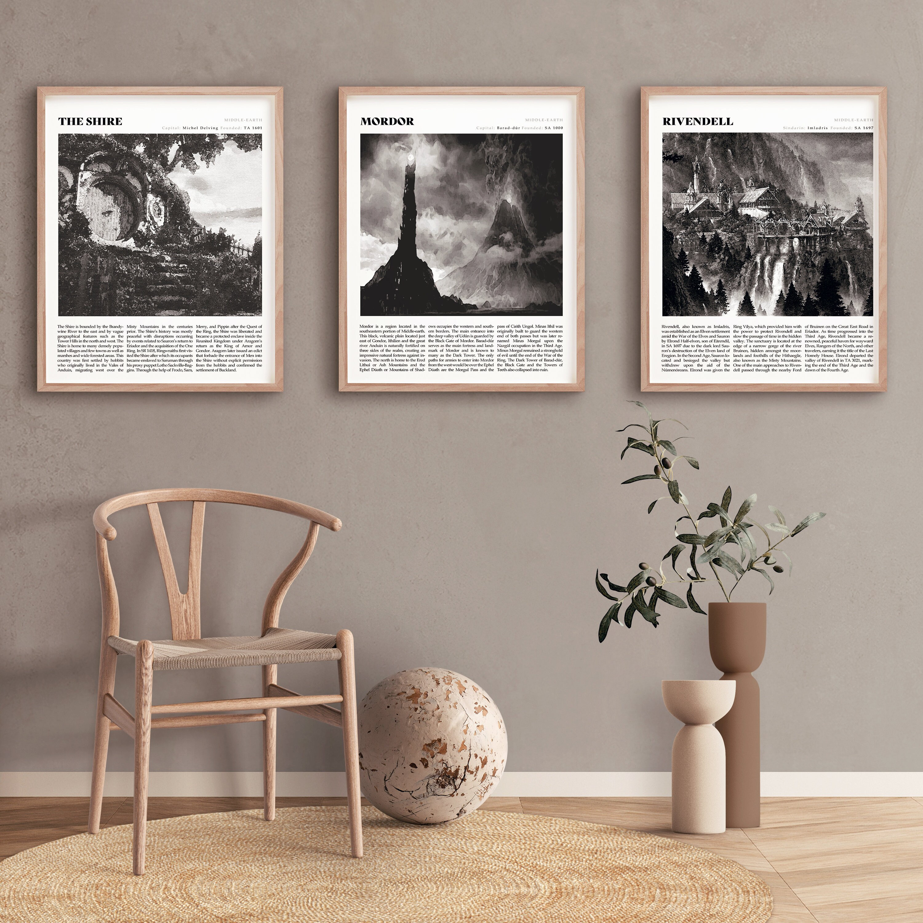 Lord of the Rings Poster Set | LOTR Art | Modern LOTR Prints | Middle ...