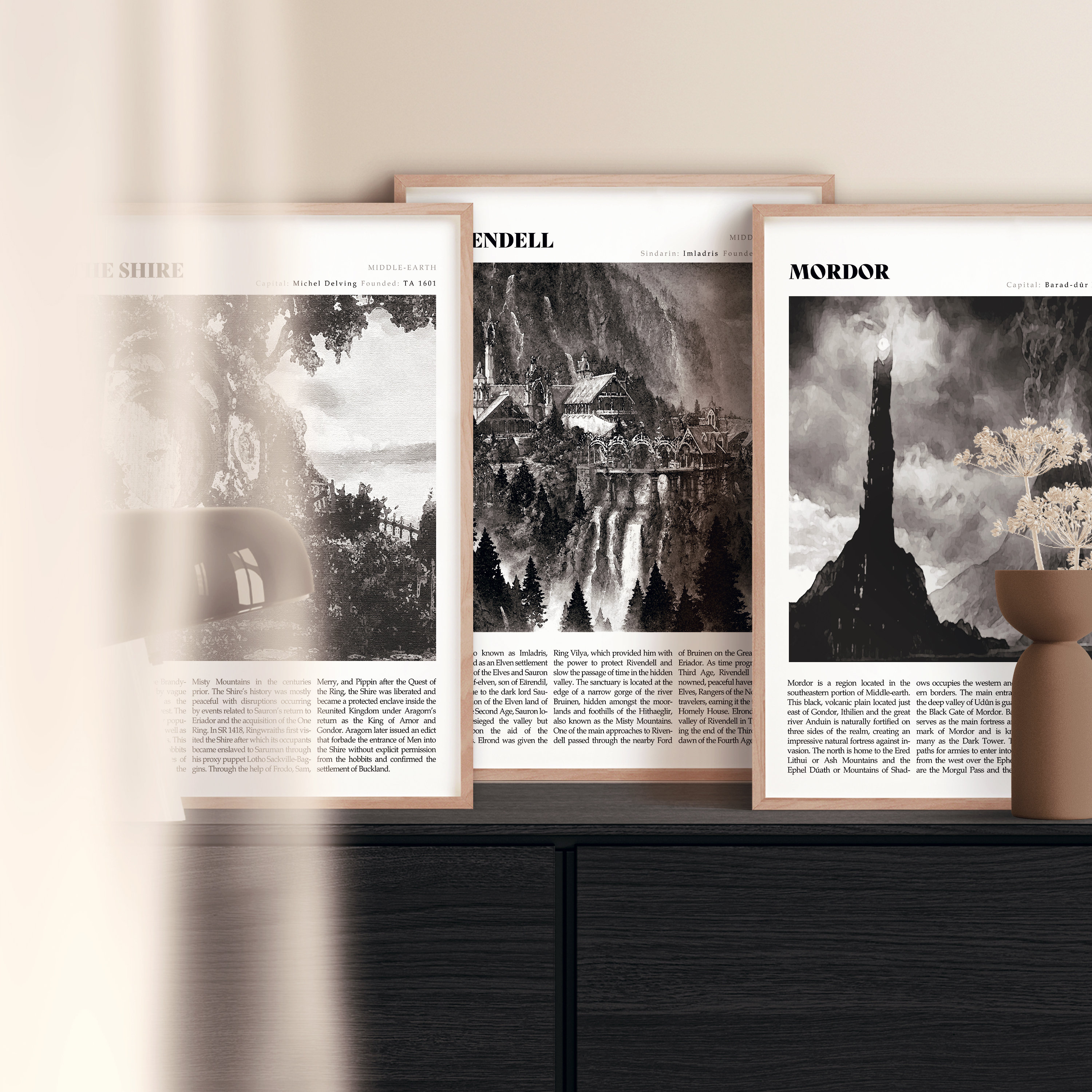 Lord of the Rings Poster Set | LOTR Art | Modern LOTR Prints | Middle ...