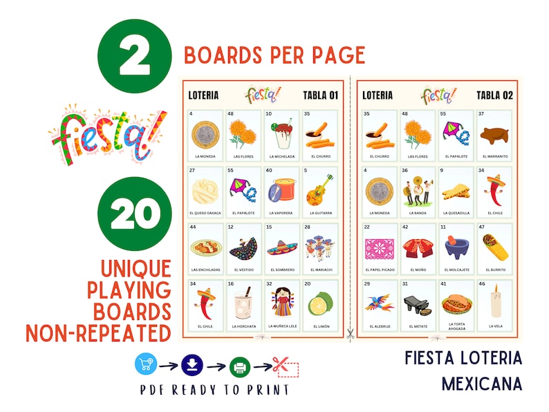 FIESTA Loteria MEXICANA En Español, 15 De Septiembre, Cinco De Mayo ...