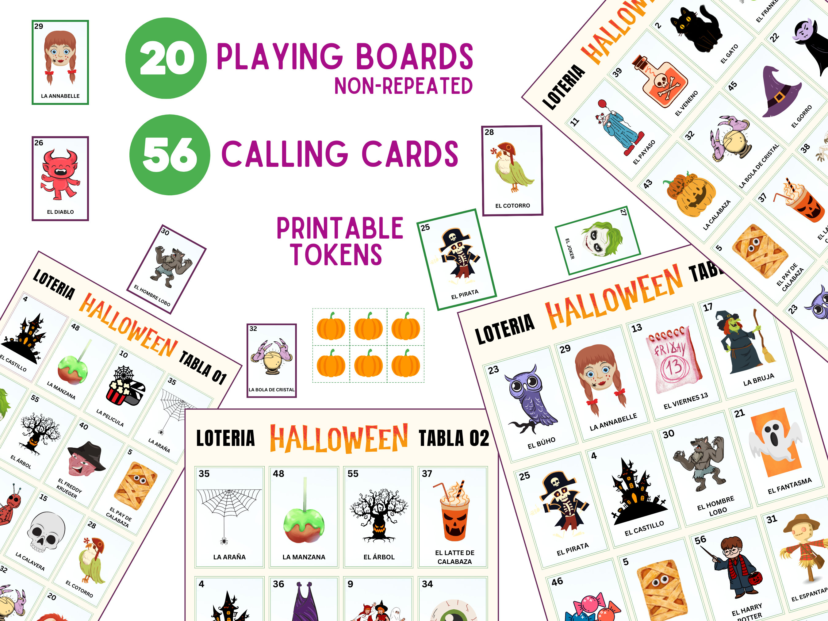 HALLOWEEN Loteria Bingo En Español, Spooky Board Game, Halloween Party ...