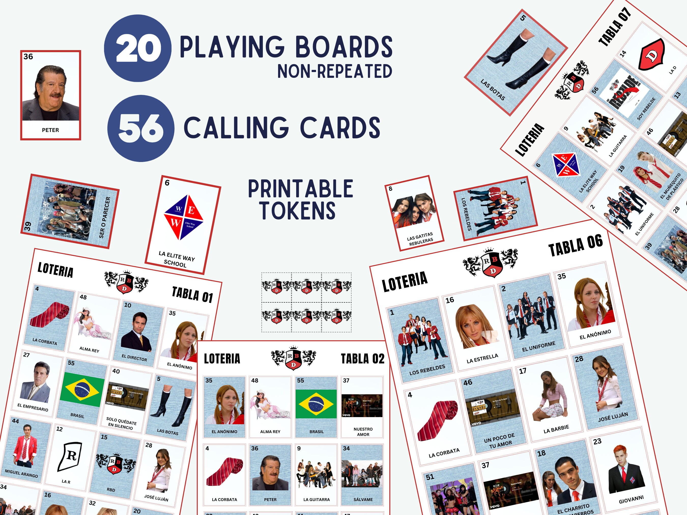 Rebelde RBD Party Bundle, Rbd Photo Props, Rebelde Cake/cupcake Toppers ...