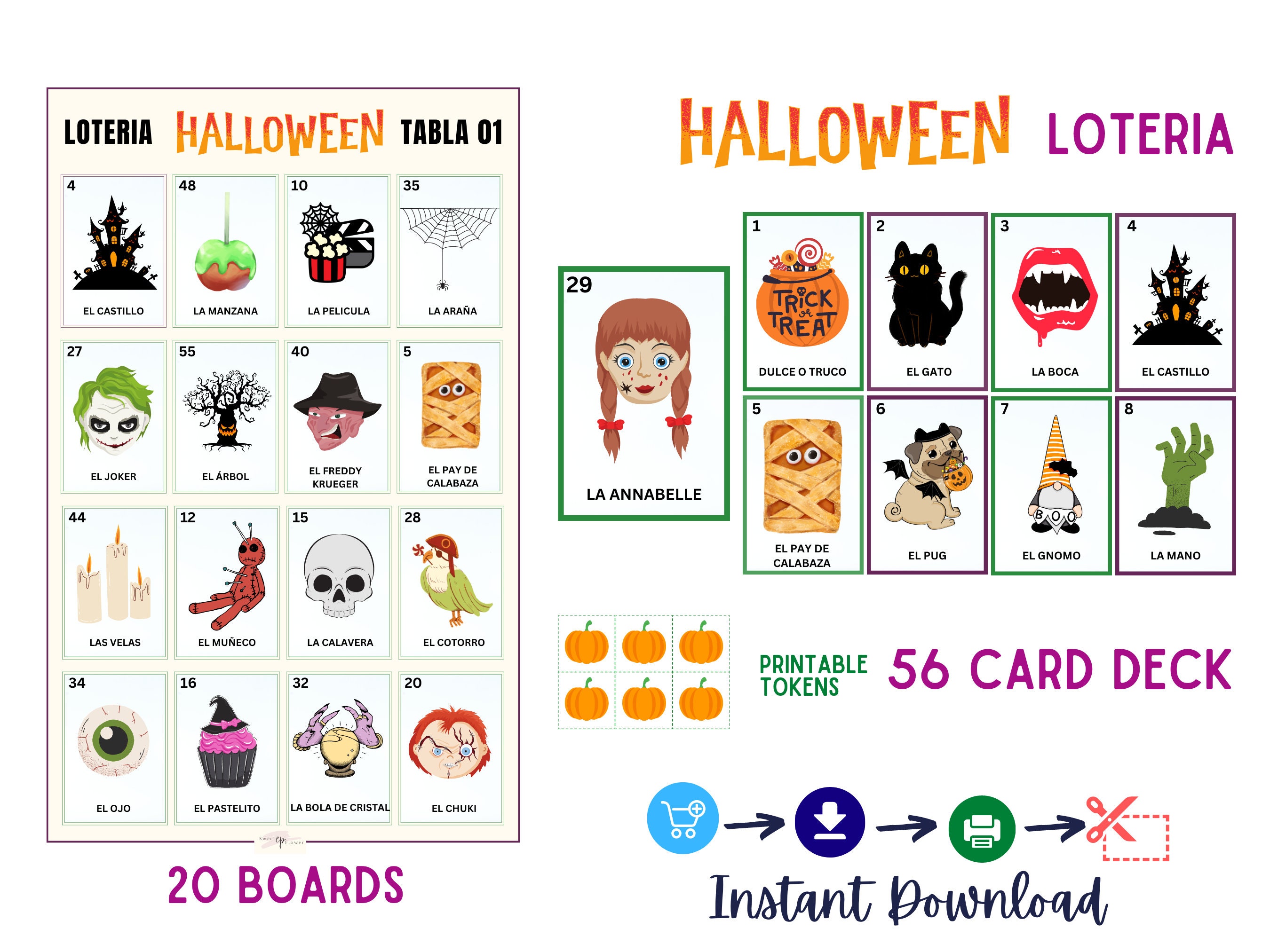 HALLOWEEN Loteria Bingo En Español, Spooky Board Game, Halloween Party ...