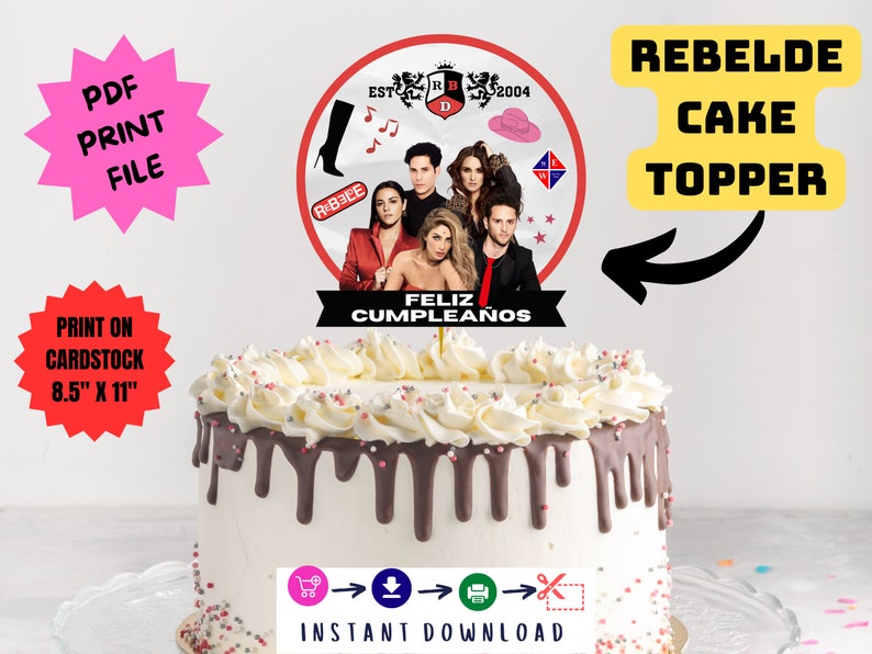Rebelde Party Decorations, Rebelde Cupcake Topper, RBD Cake Topper ...