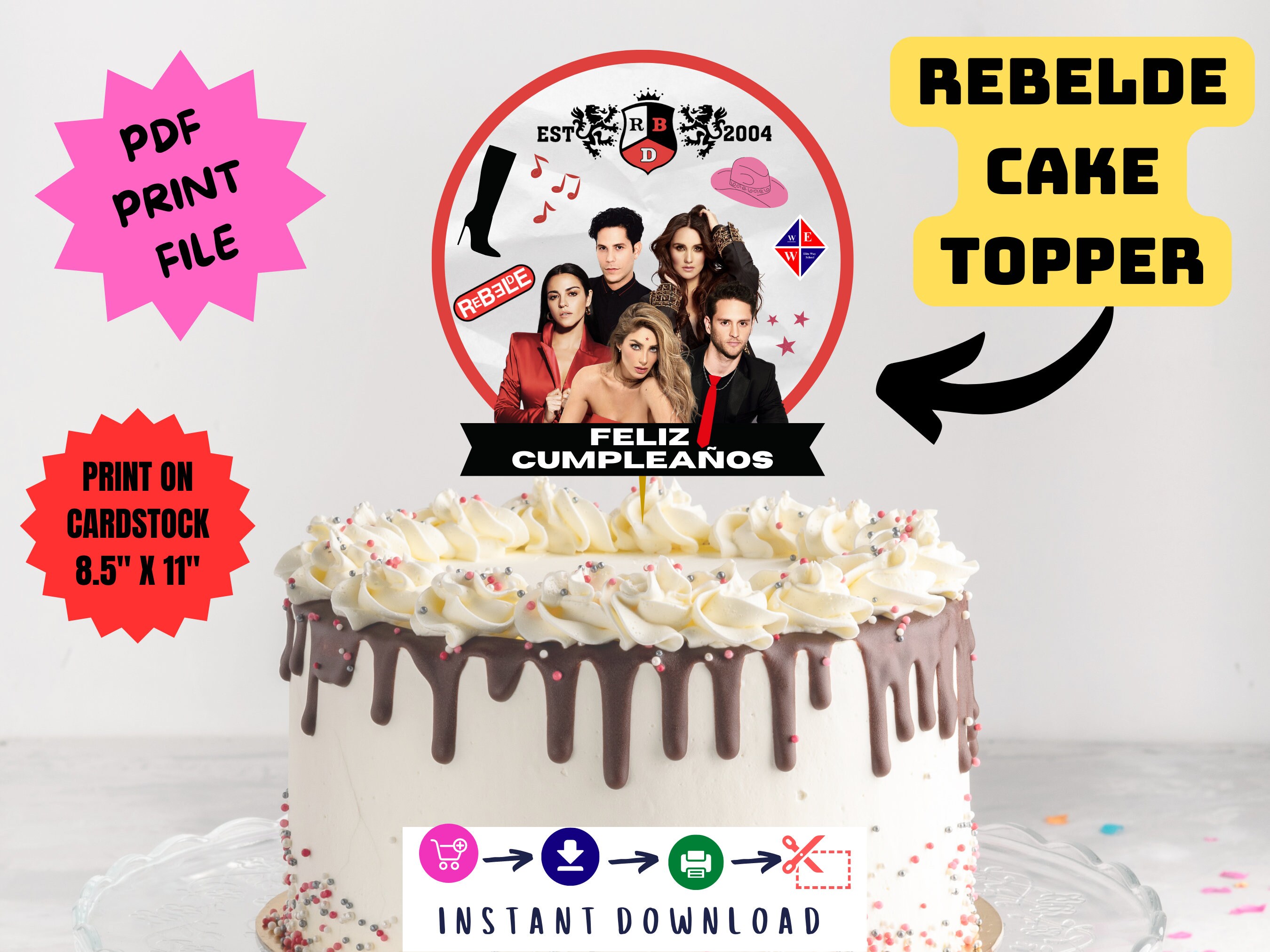 Rebelde Party Decorations Rebelde Cupcake Topper RBD Cake - Etsy
