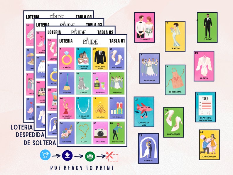 Loteria Despedida De Soltera En Español, Bridal Shower Bingo, Juegos ...