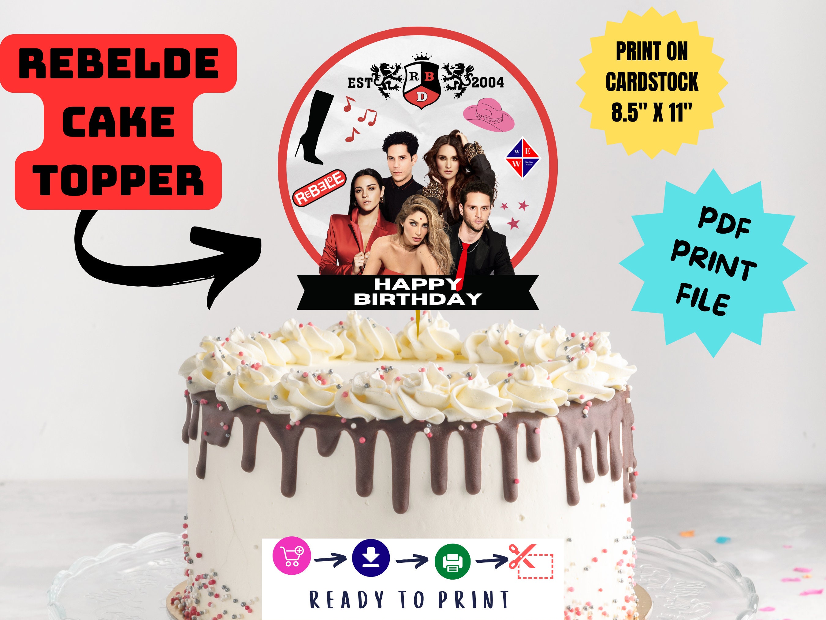 Rebelde Party Decorations Rebelde Cupcake Topper RBD Cake - Etsy