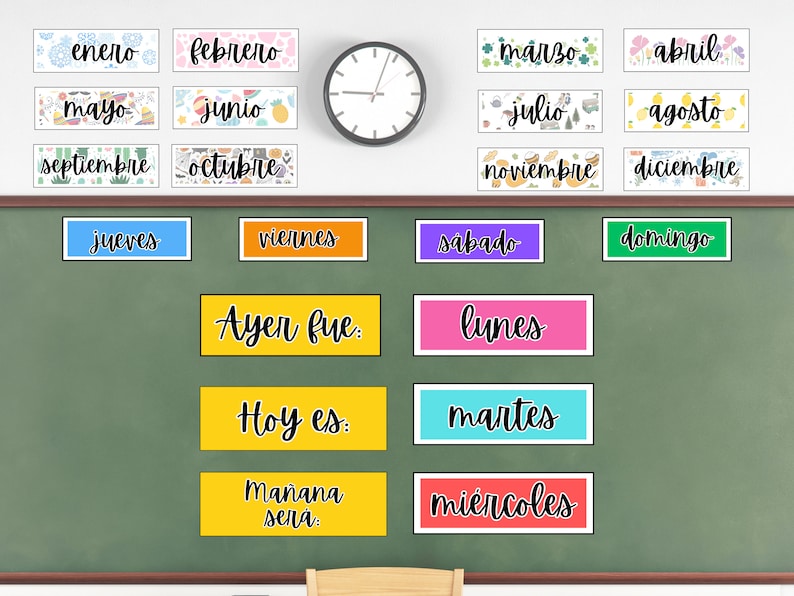 Spanish Months and Days of the Week Printable Poster, Spanish Classroom ...