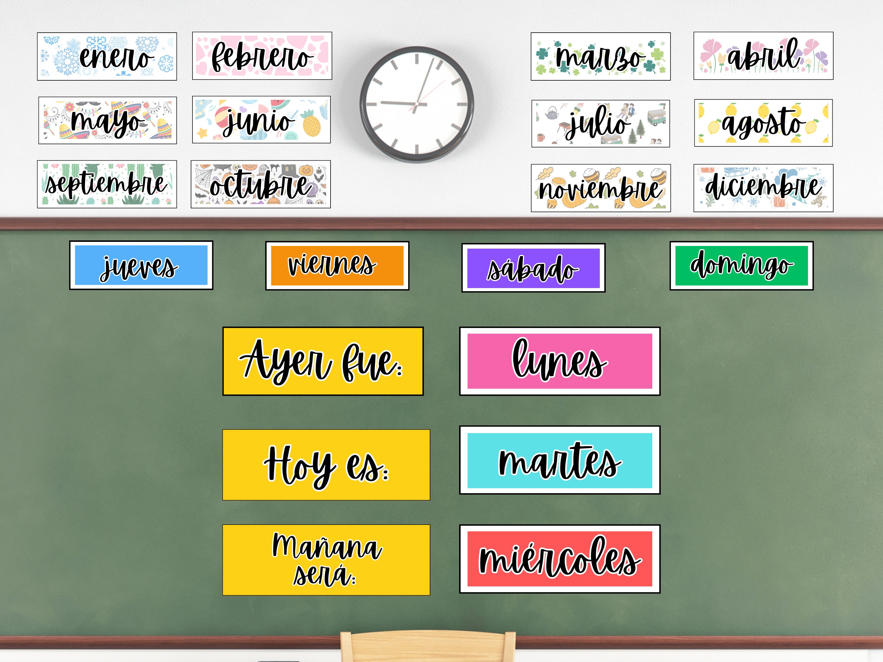 Spanish Months and Days of the Week Printable Poster, Spanish Classroom ...