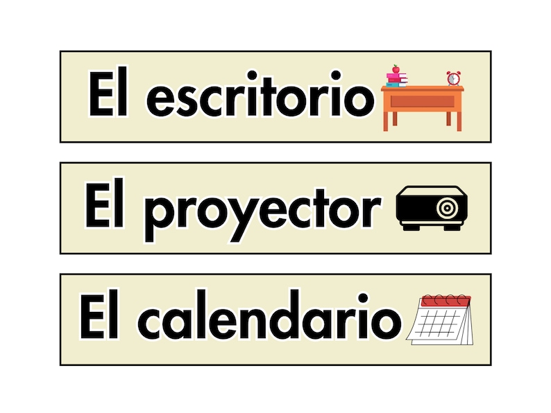 Spanish Classroom Labels With Pictures, Etiquetas Para Clase De Español ...